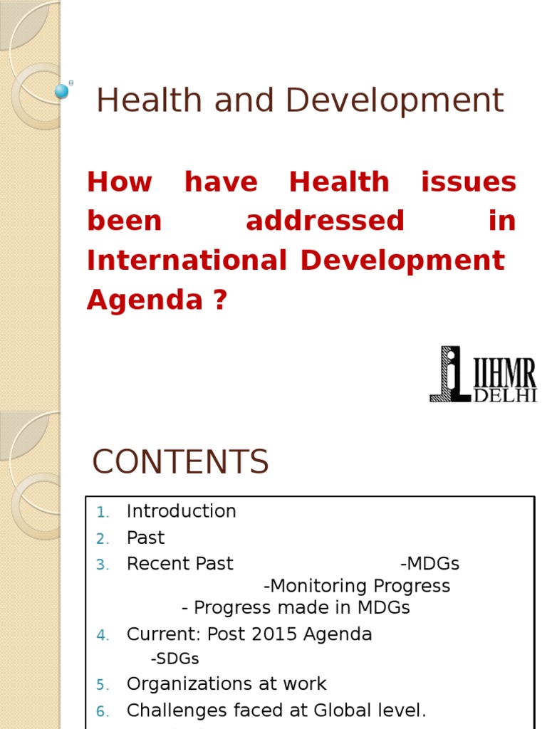 Health and Development | PDF | Millennium Development Goals | World ...