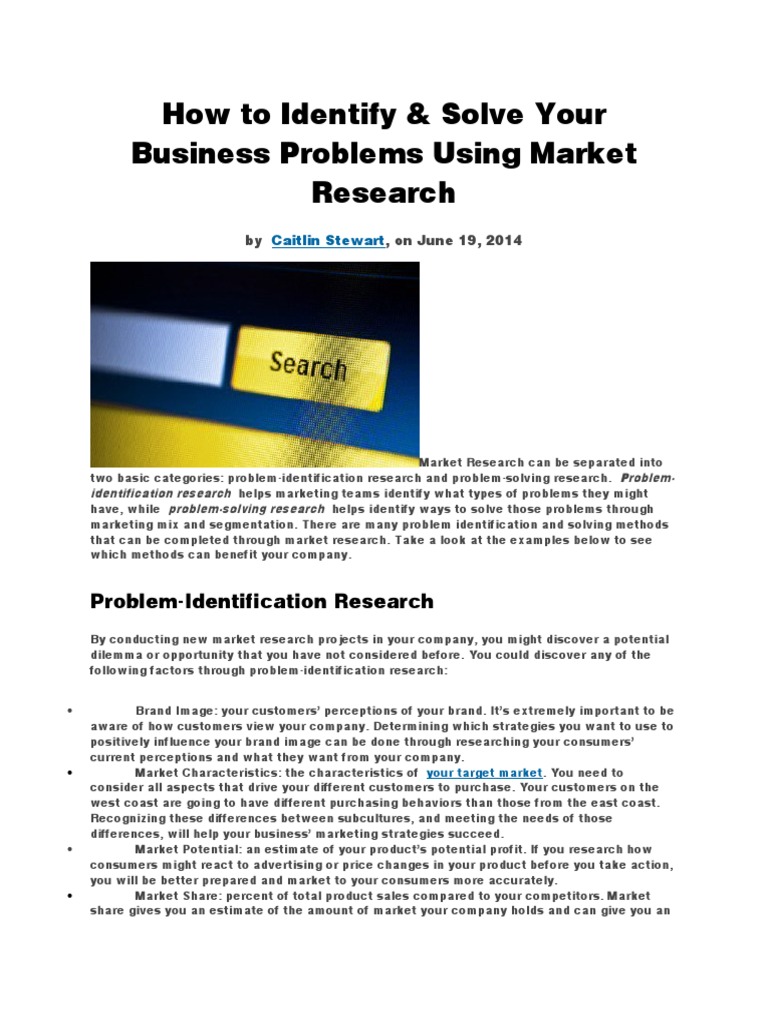 Identifying Business Problems with Research | PDF | Marketing Research ...