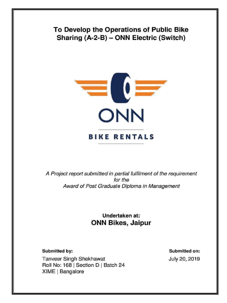 Onn Bikes Project Report PDF | PDF