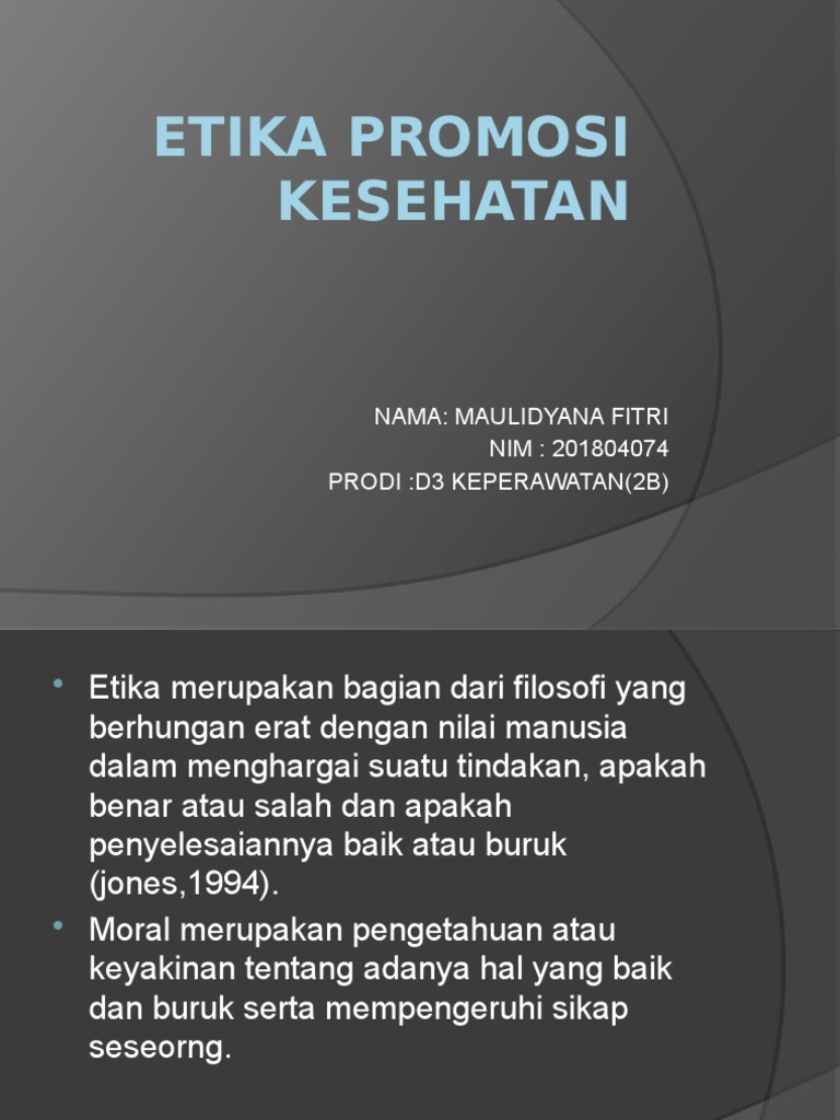Etika Promosi Kesehatan | PDF | Pengembangan Diri | Gaya Hidup