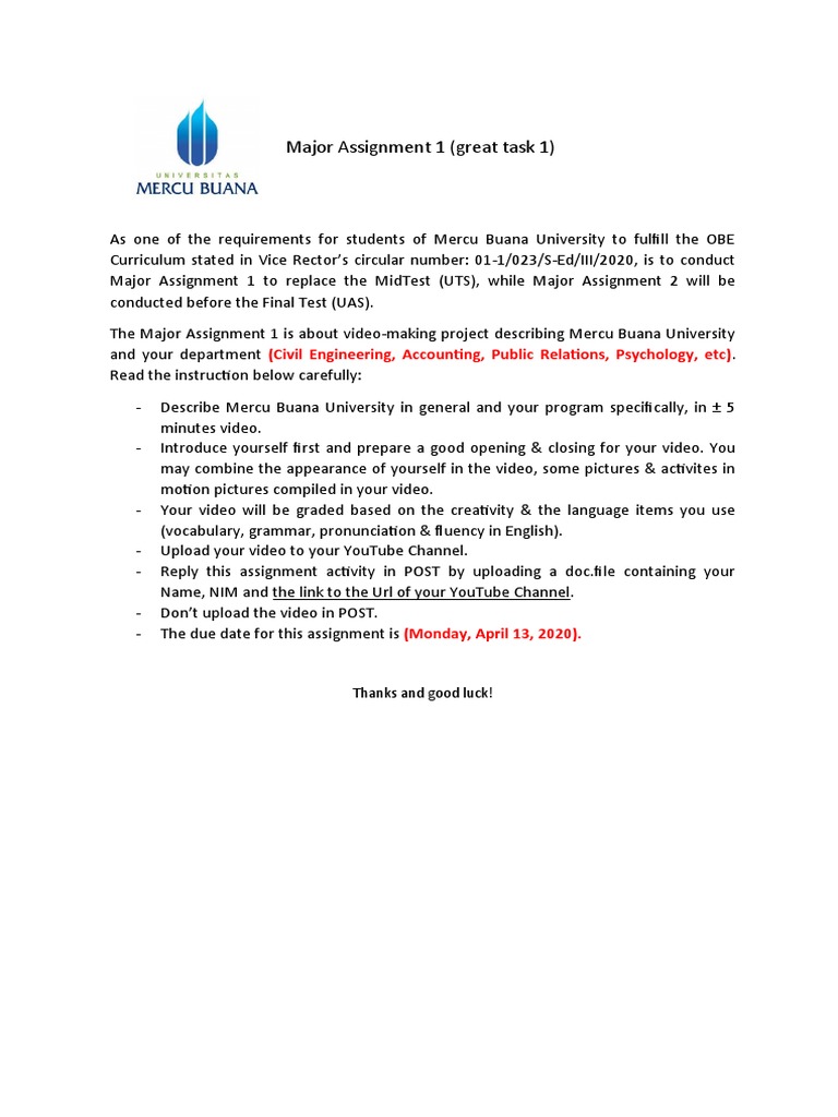 Major Assignment 1 (Great Task 1) : (Civil Engineering, Accounting ...