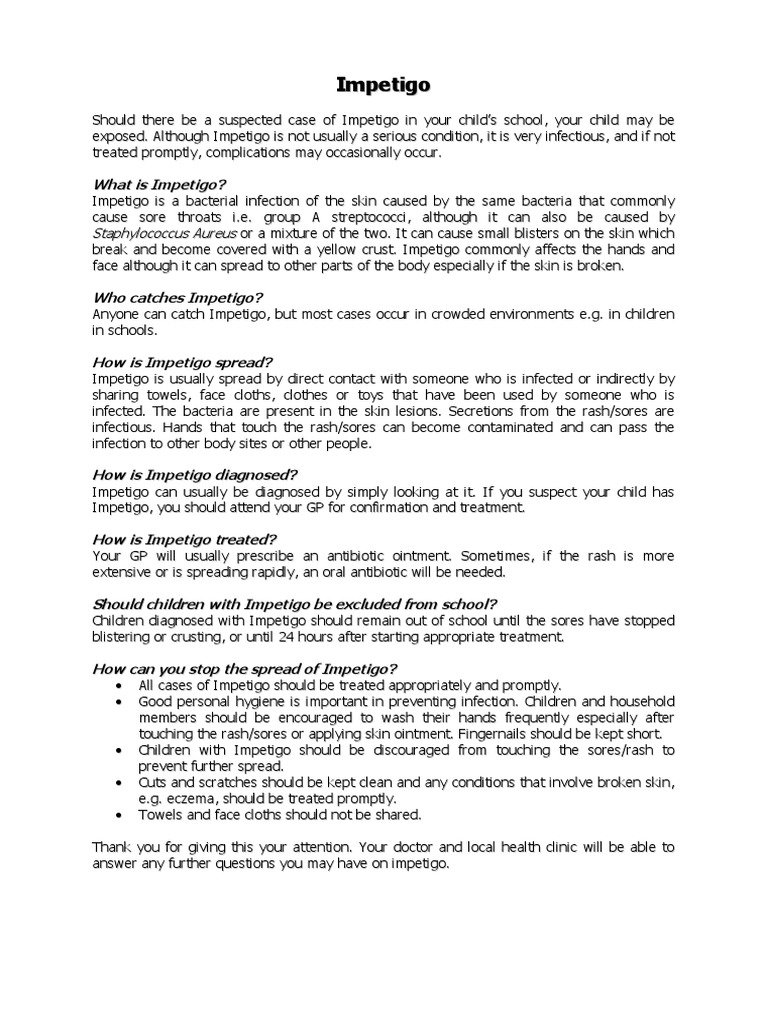 Impetigo | PDF | Clinical Medicine | Diseases And Disorders