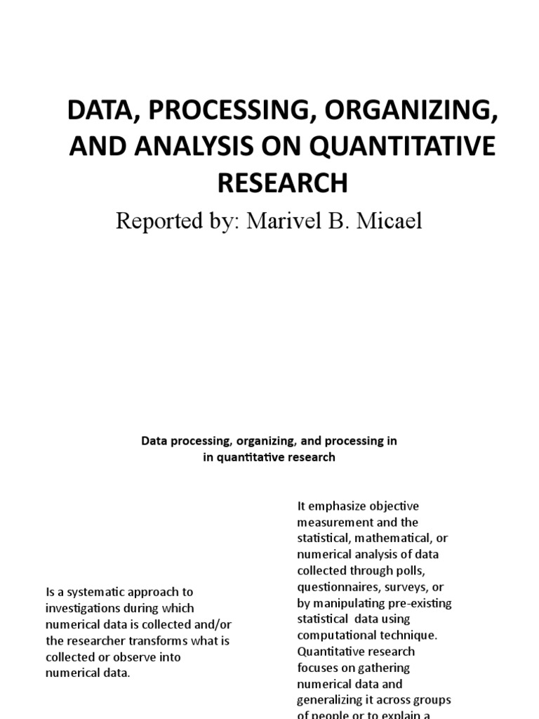 Data, Processing, Organizing, and Analysis | PDF