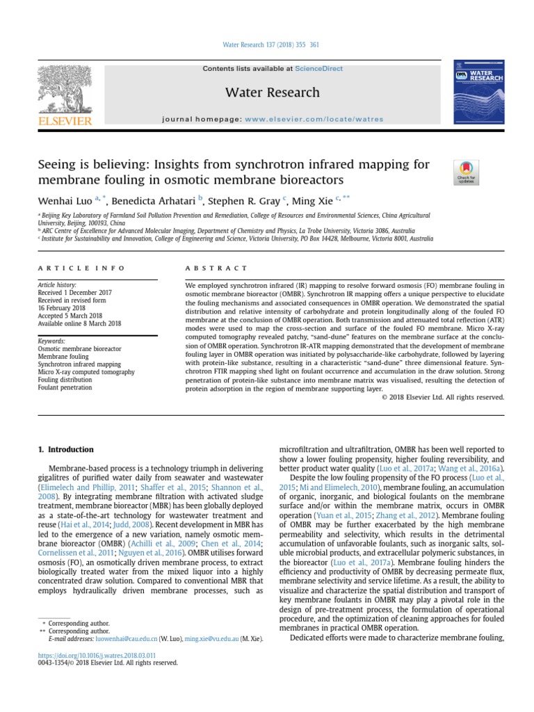 Water Research: Wenhai Luo, Benedicta Arhatari, Stephen R. Gray, Ming ...