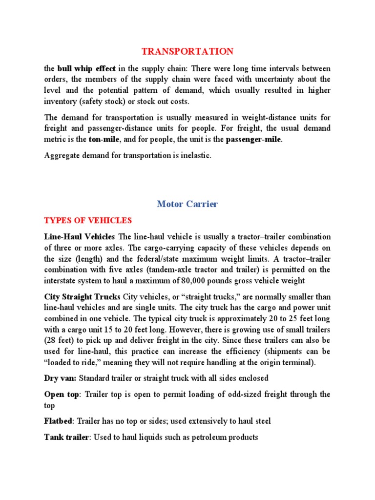 TRANSPORTATION | PDF | Cargo | Truck