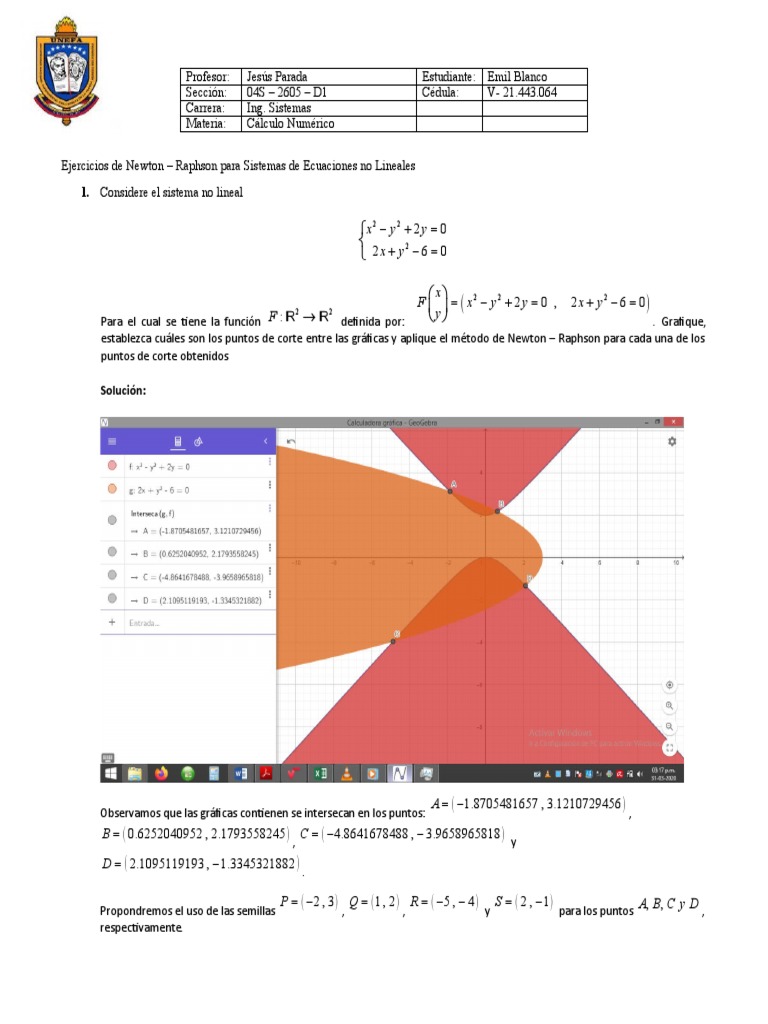 Ejercicios de Newton-Raphson (No Lineal) | PDF | Análisis | Física teórica