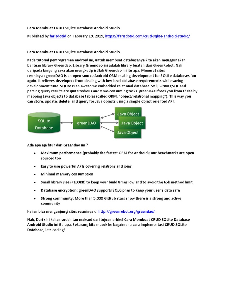 Cara Membuat CRUD SQLite Database Android Studio | PDF | Object Relational Mapping | Databases