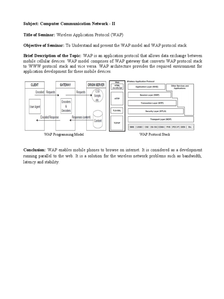 Wap Programming Model Wap Protocol Stack | PDF