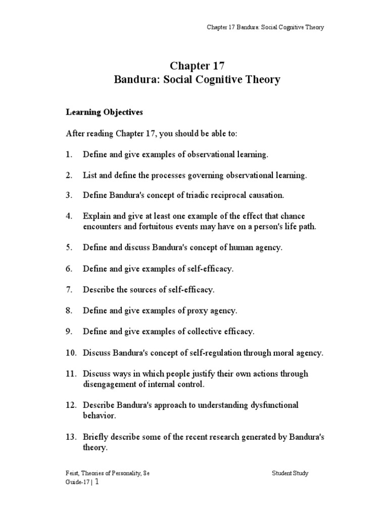 Bandura - Social Cognitive Theory | PDF | Self Efficacy | Reinforcement