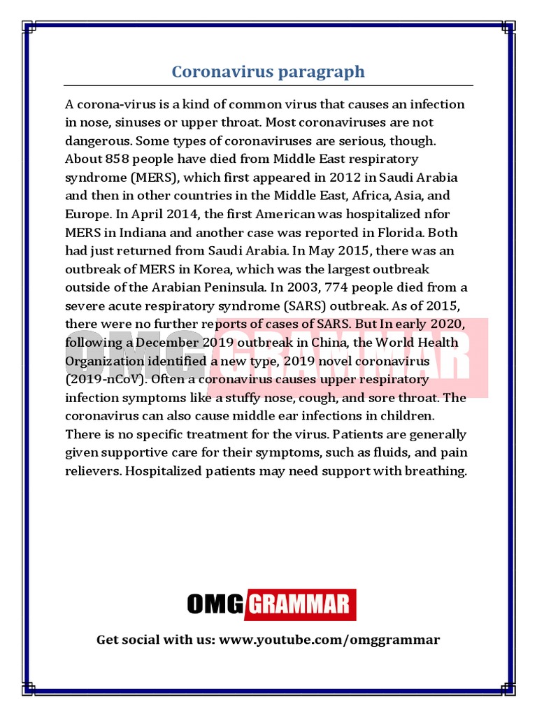 Coronavirus Paragraph | PDF