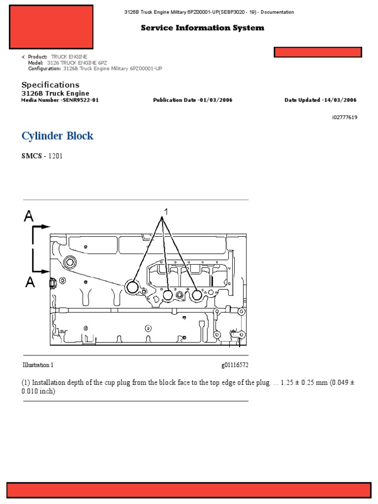 Cylinder Block 3126 Especificaciones | PDF | Cylinder (Engine ...