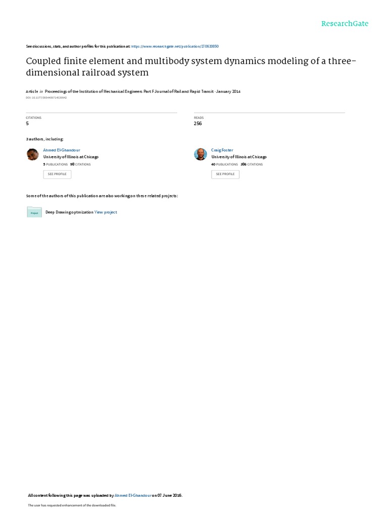 Coupled Finite Element and Multibody System Dynamics Modeling of A Three-Dimensional Railroad ...