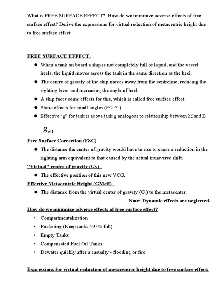 Free Surface Effect On Ships (03042020) | PDF | Physics | Mechanics
