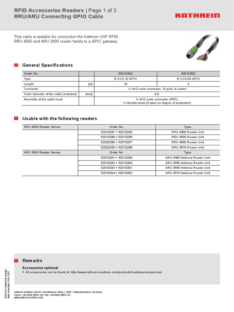 RRU ARU M12 Male 12 Poles Connecting GPIO Cable | PDF | Electrical ...