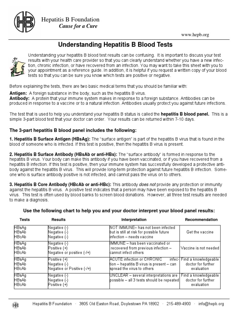 Understanding Blood Tests PDF | PDF | Hepatitis | Hepatitis B