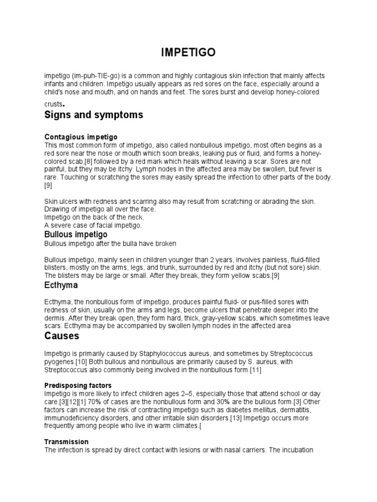 Impetigo: Signs and Symptoms | PDF | Microbiology | Dermatology