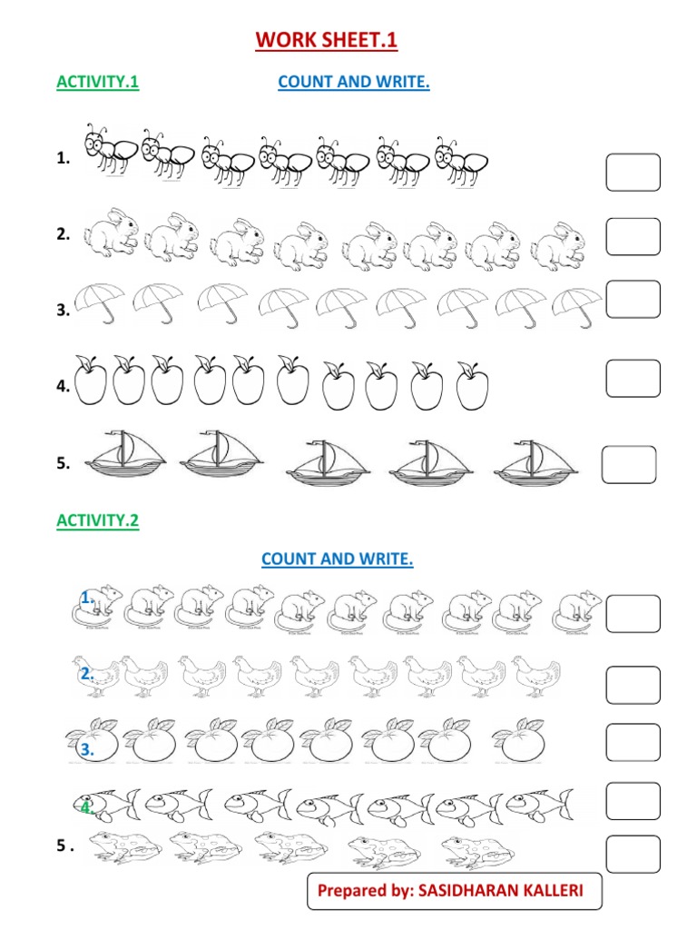 Class 1 Maths Worksheet Activities | PDF | Teaching Mathematics