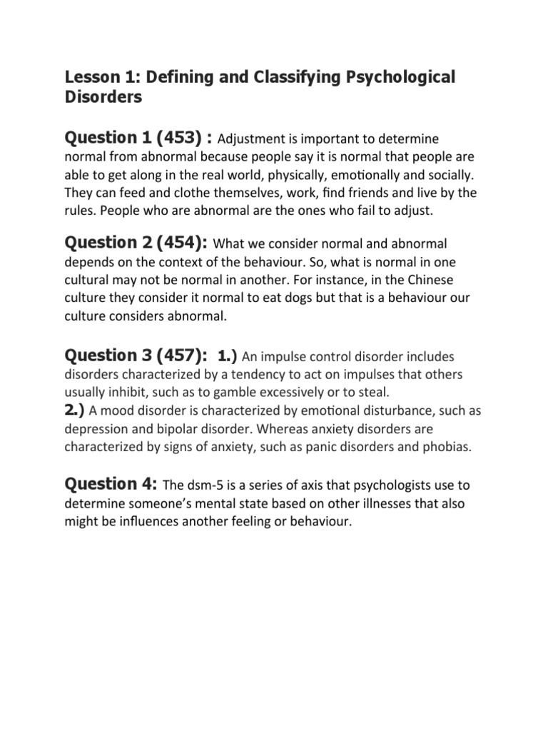 Defining and Classifying Psychological Disorders | PDF