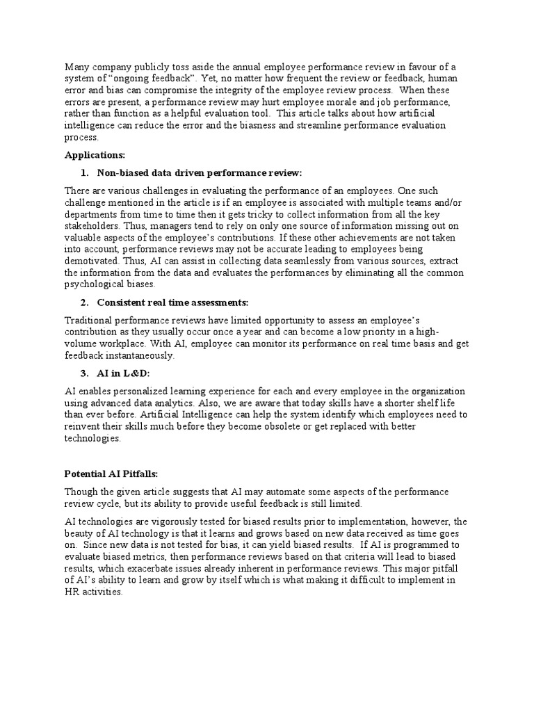 AI in HR Performance Management | PDF | Performance Appraisal ...