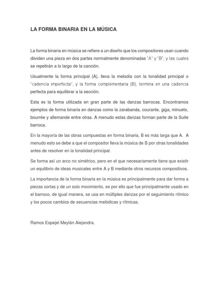 La Forma Binaria en Música | PDF