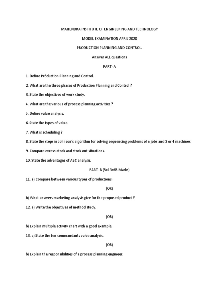 PPC Model Exam Questions and Answers | PDF