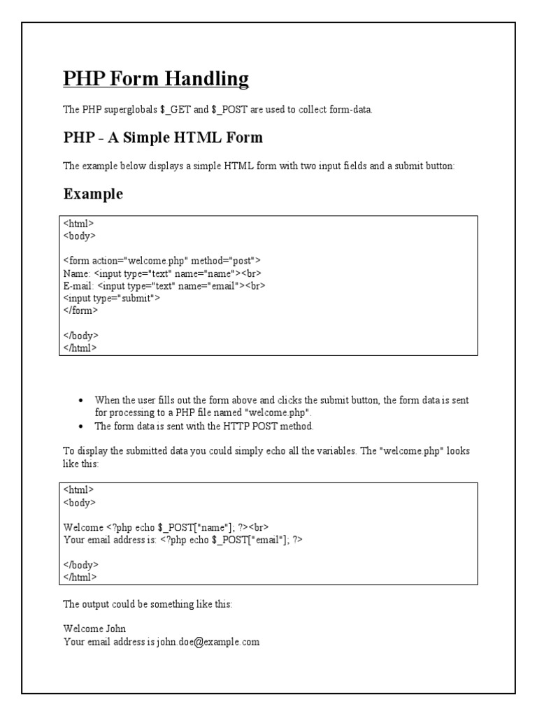 PHP Form Handling | Download Free PDF | Php | Areas Of Computer Science