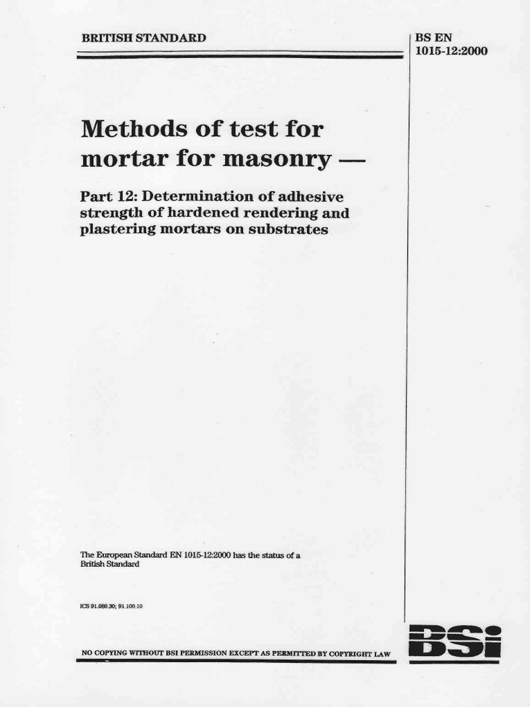 Methods of Test For Mortat For Masonry | PDF | Fracture | Adhesive
