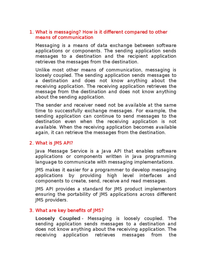 JMS Questions | PDF | Software Development | Computer Programming