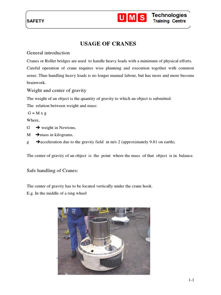 Usage of Cranes: General Introduction | PDF | Weight | Crane (Machine)