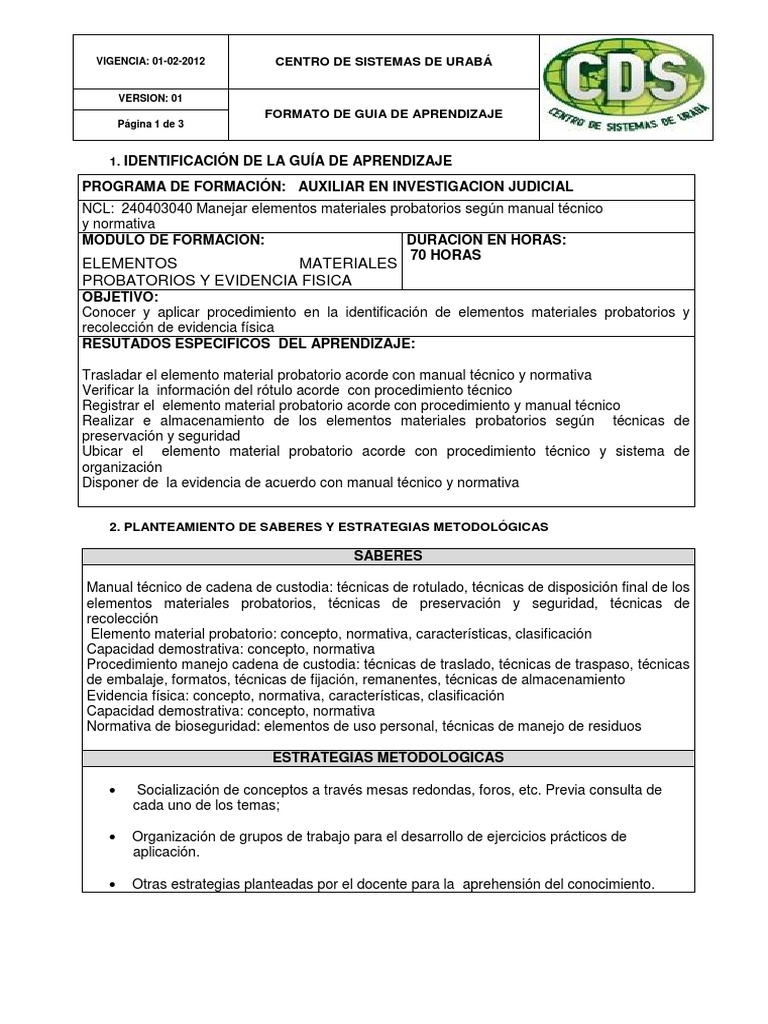 Elemento Material Probatorio | PDF | Modificación de comportamiento ...