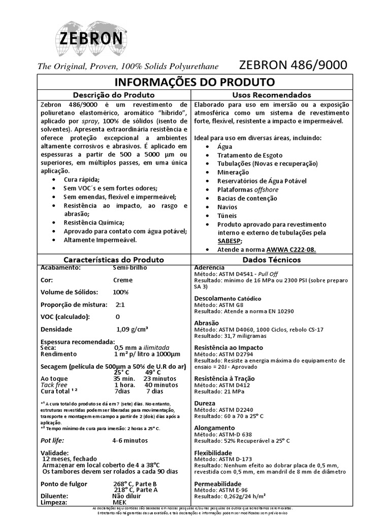 Ficha Técnica Zebron # 486 - Rev. 2020 | PDF | Concreto | Aço