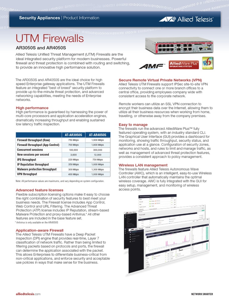 UTM Firewalls: AR3050S and AR4050S | PDF | Virtual Private Network | Firewall (Computing)