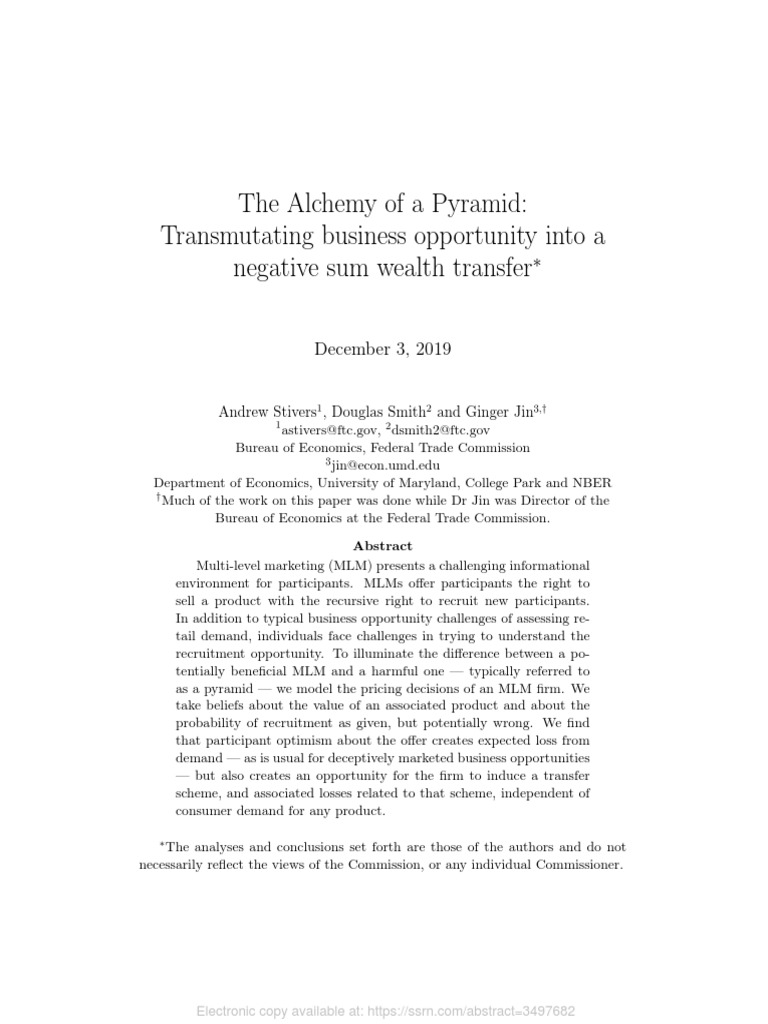 Alchemy of A Pyraimd Scheme: Transmutating Business Opportunity Into A ...