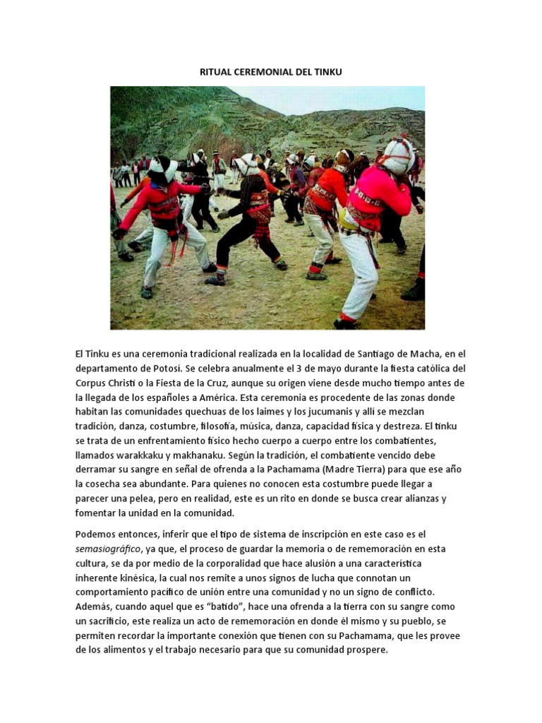 Ritual Ceremonial Del Tinku | PDF
