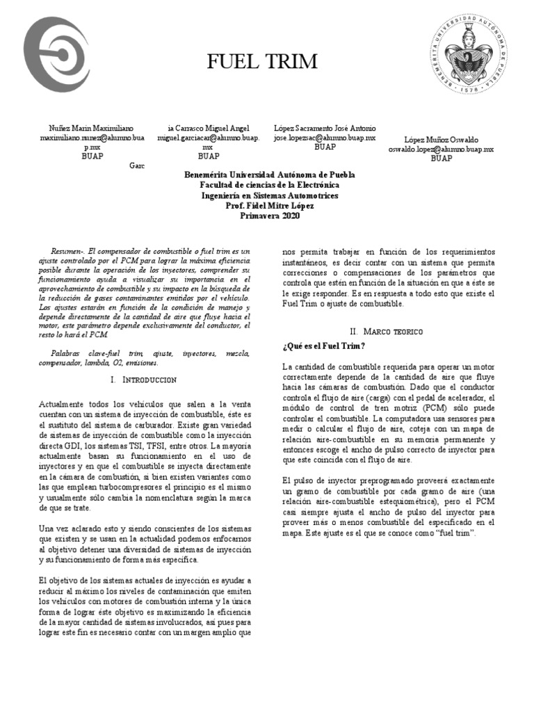 Fuel Trim | PDF | Acelerador | Energía y recursos