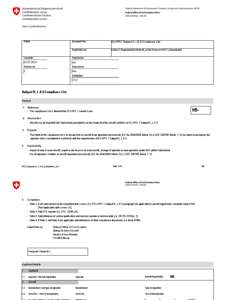 EU-OPS 1 Compliance List PDF | PDF | Aerospace | Aviation