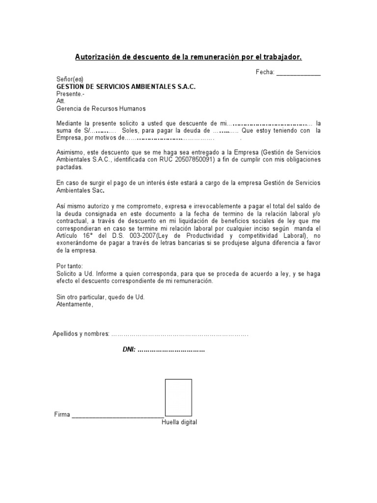 Formato de Descuento | PDF