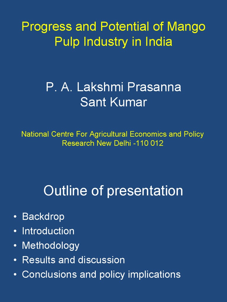Progress of India's Mango Pulp Industry | PDF | Demand | Elasticity ...