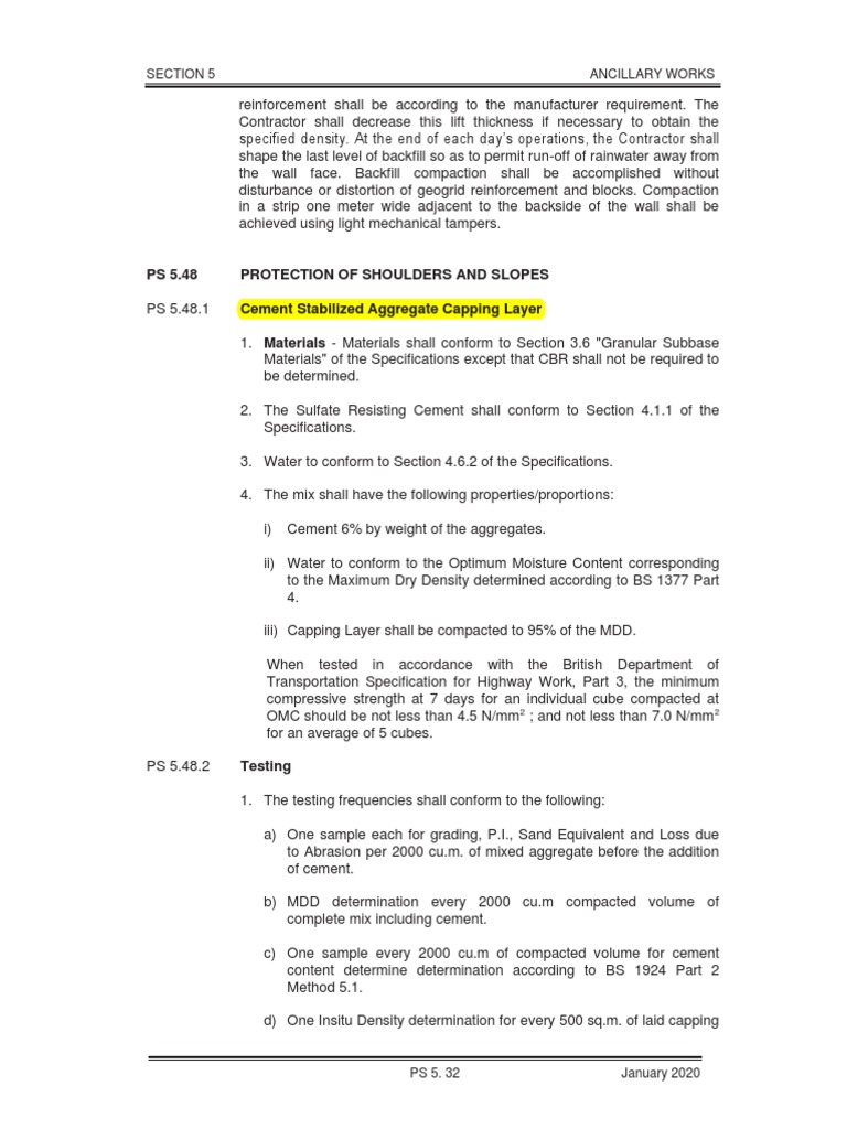 Requirements for Cement Stabilized Aggregate Capping Layers and Traffic ...