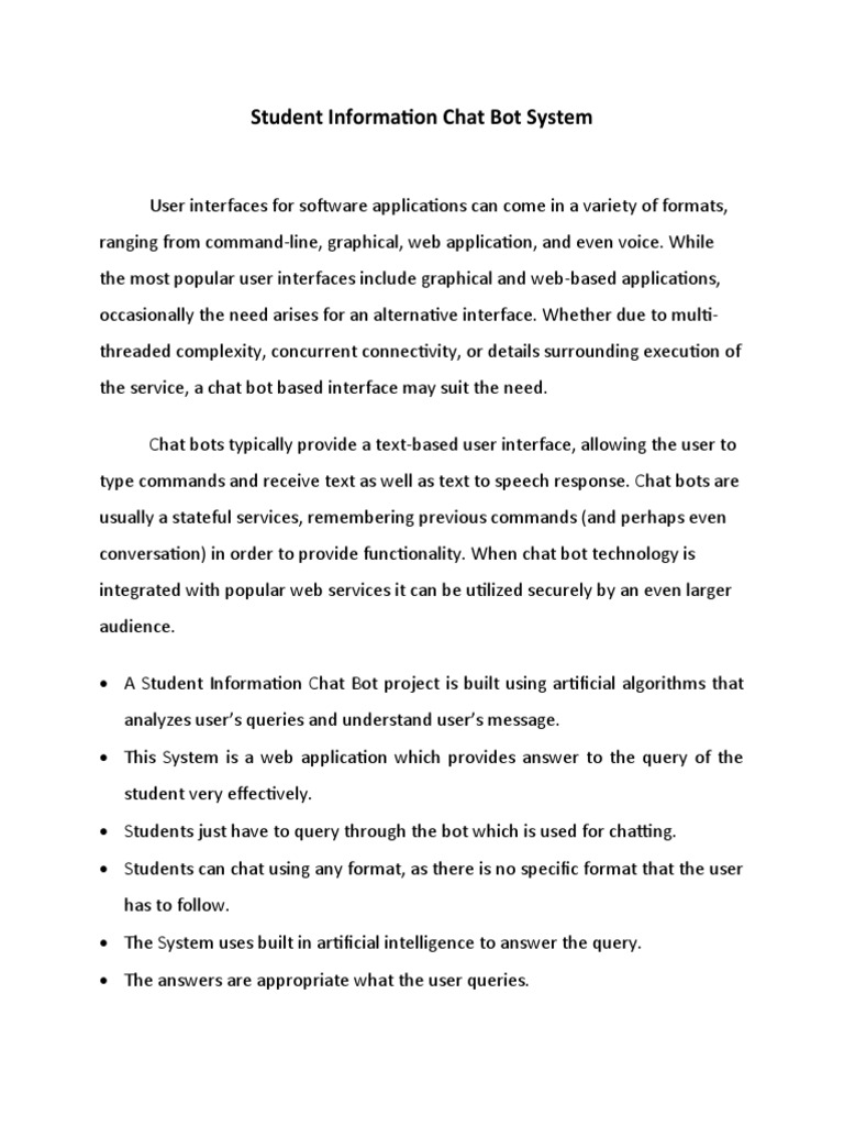 Student Information Chat Bot System | PDF | Internet Bot | Application ...