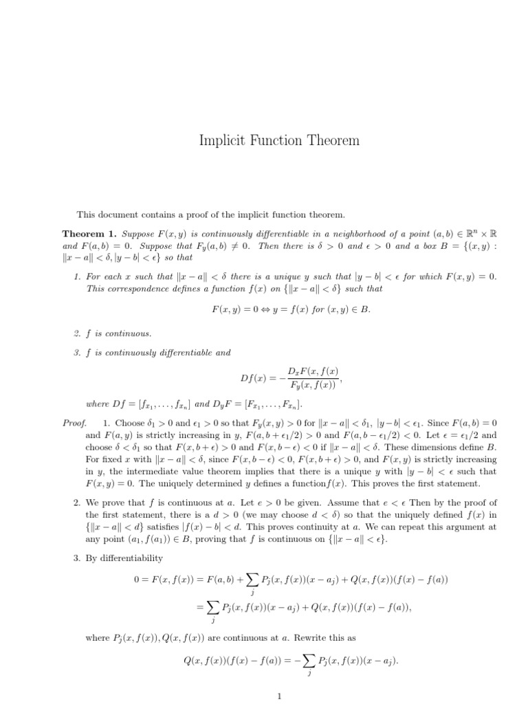 Implicit Function Theorem | PDF | Algebra | Abstract Algebra