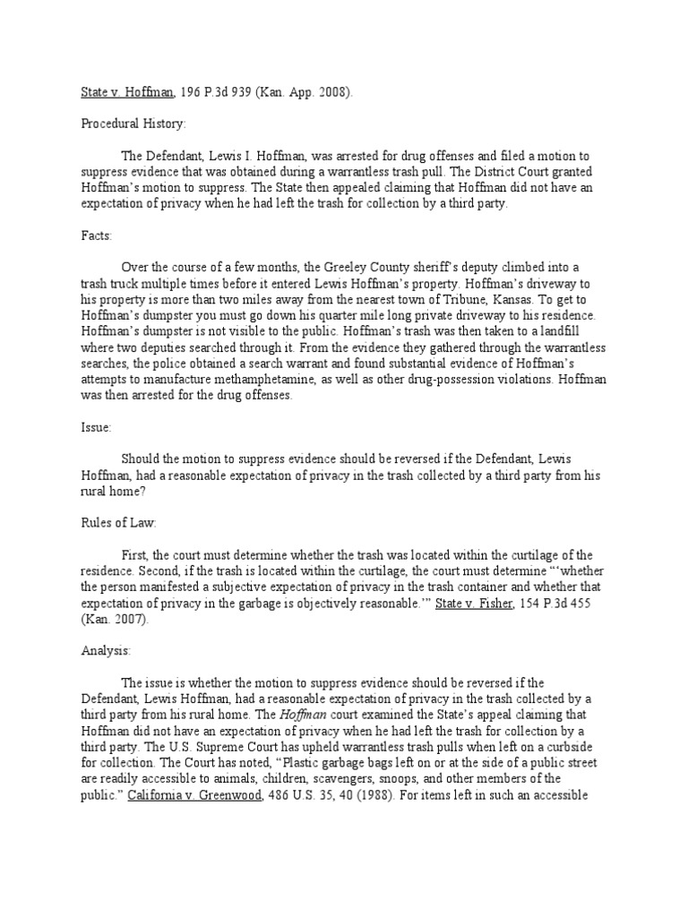 Case Brief State V | PDF | United States Federal Case Law | United ... Case Brief State V | PDF | United States Federal Case Law | United ...