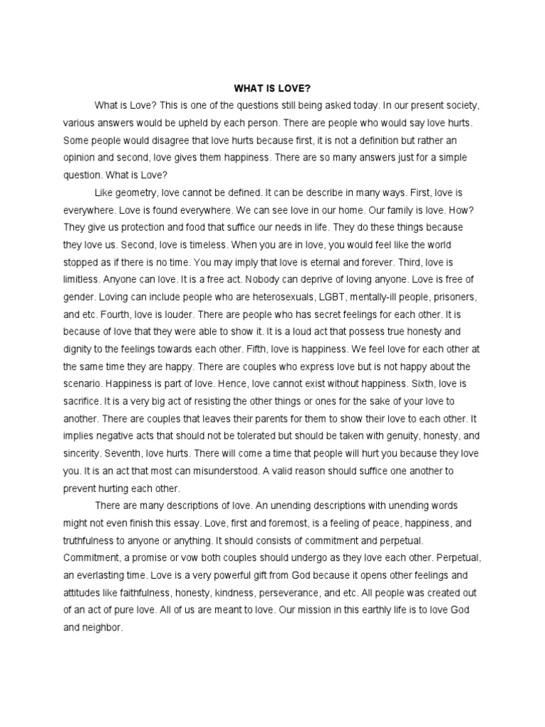 Essay On What Is Love | PDF | Love