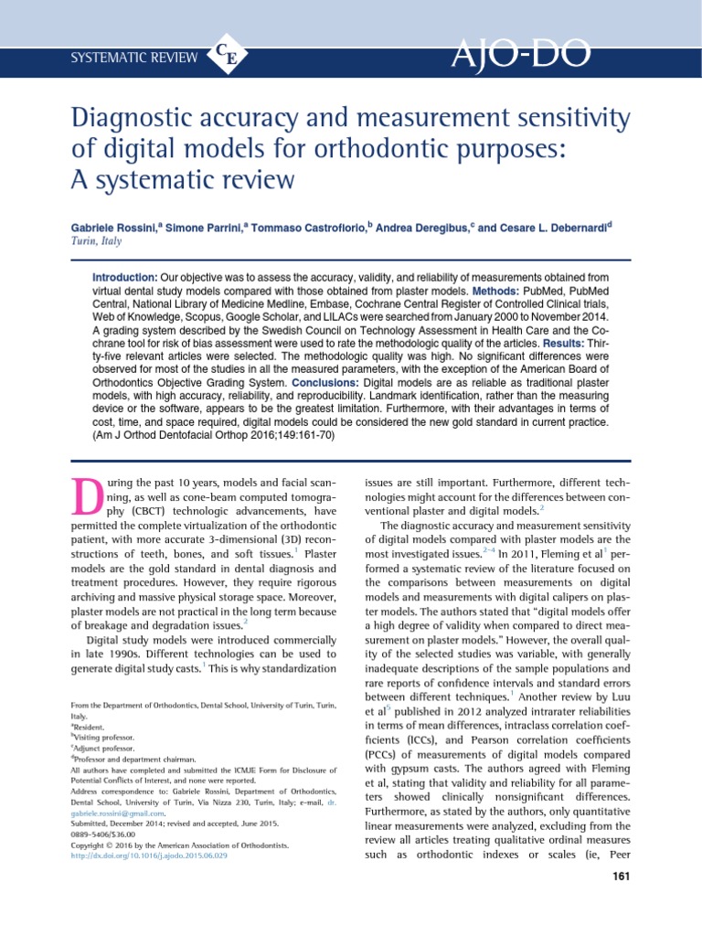 Diagnostic Accuracy and Measurement Sensitivity of Digital Models For ...