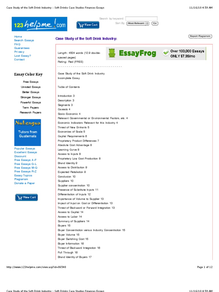 Soft Drinks Case Studies Finances Essays | PDF | Pepsi Co | Soft Drink