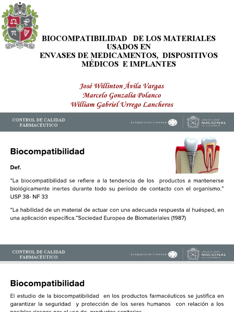 Biocompatibilidad de Los Materiales Usados en Envases de Medicamentos ...