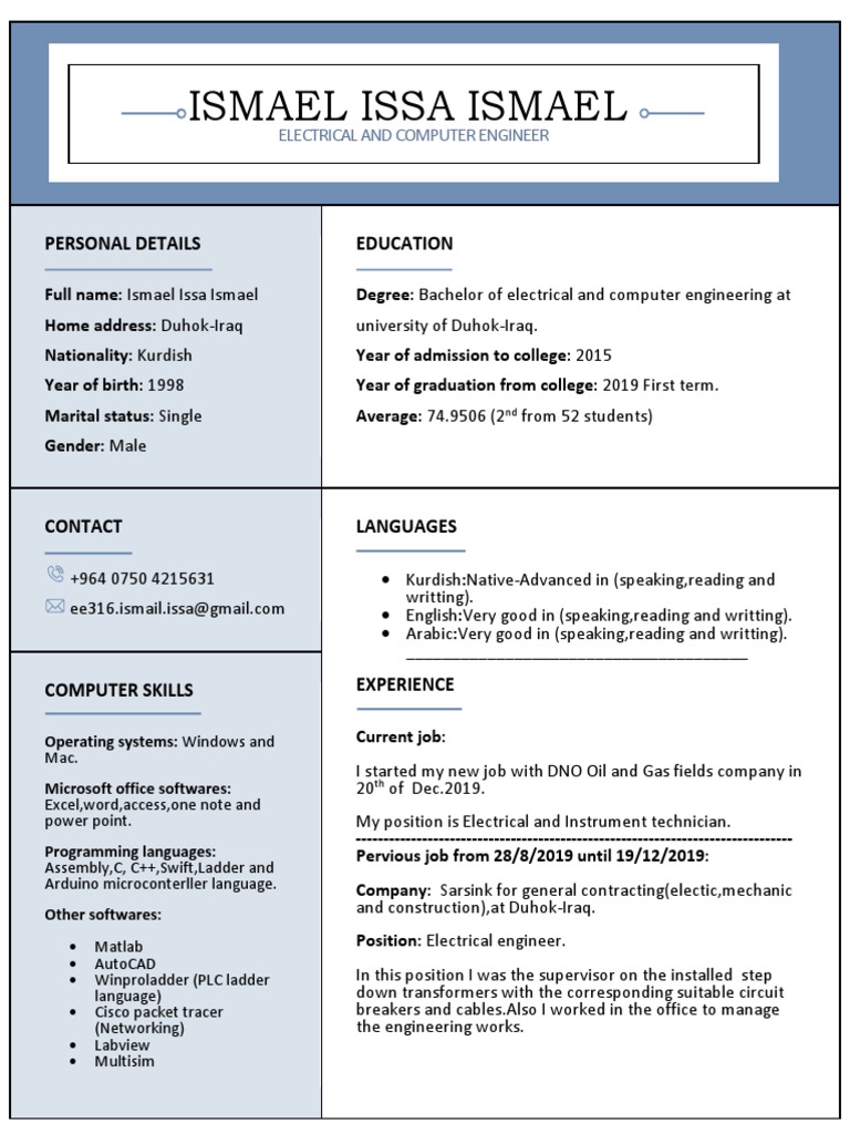 Ismael Issa Ismael: Personal Details Education | PDF | Power Station ...