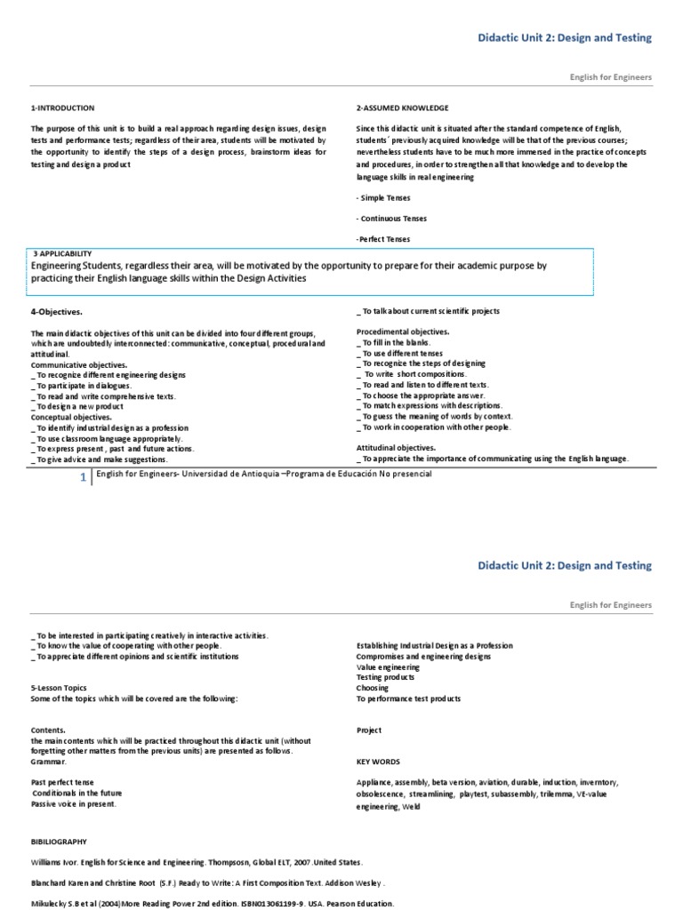 Didactic Unit 2: Design and Testing | PDF | Design | Educational Assessment