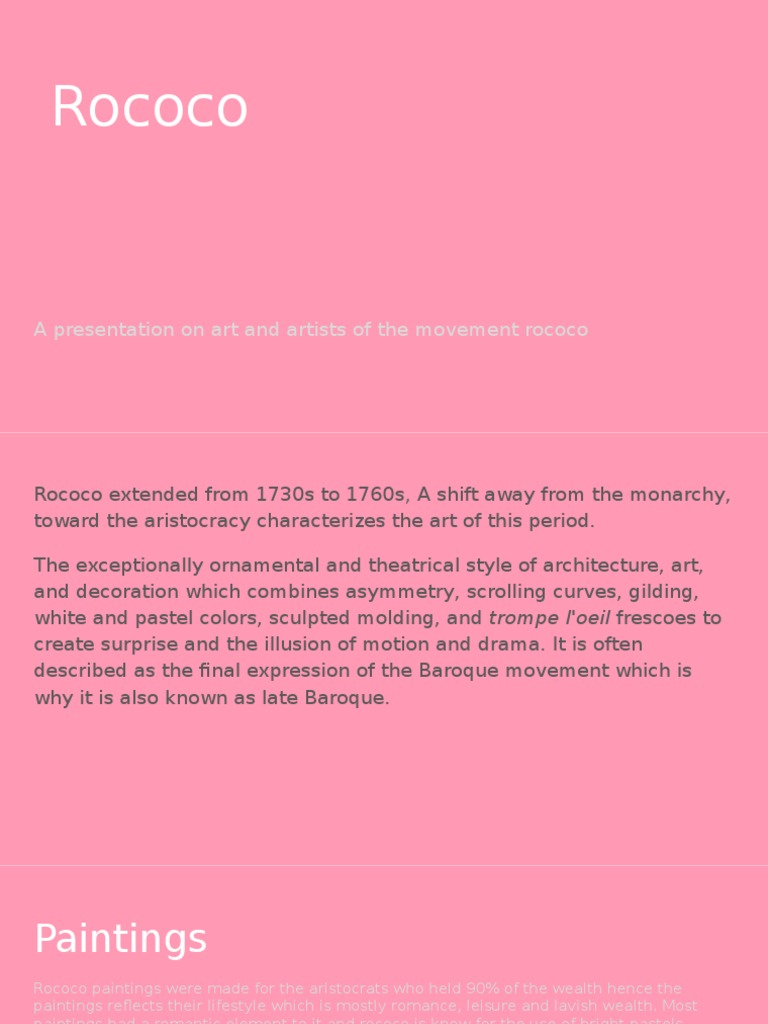 Rococo: A Presentation On Art and Artists of The Movement Rococo | PDF ...