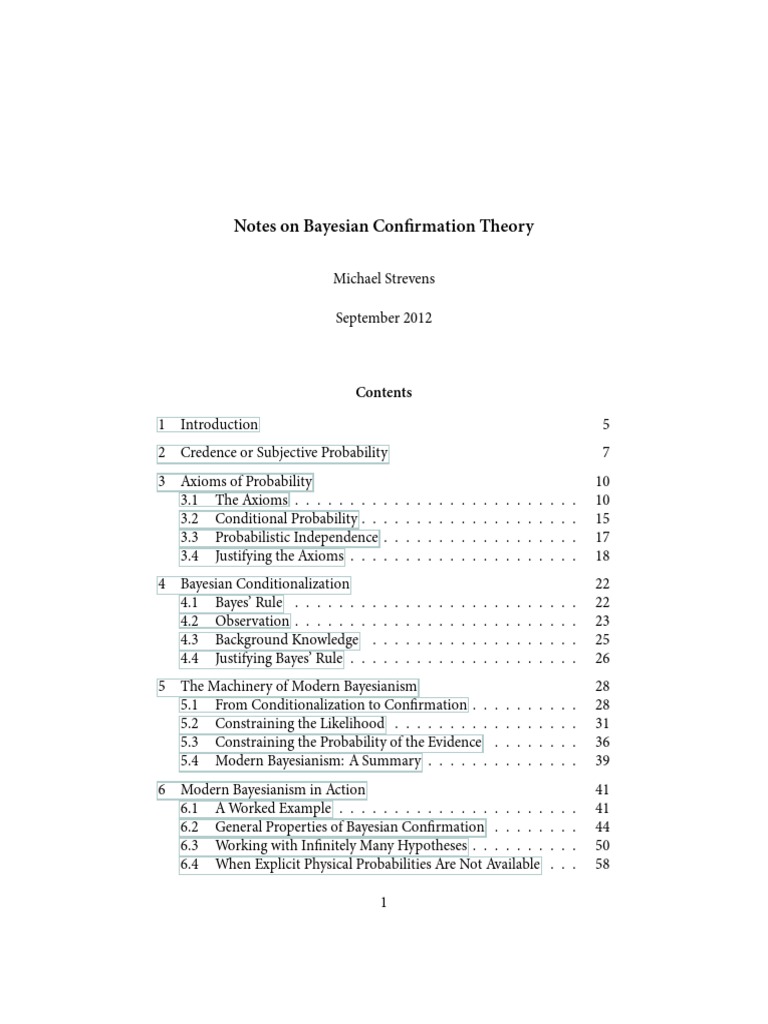 Bayesian Confirmation Theory Notes | PDF | Bayesian Probability | Axiom